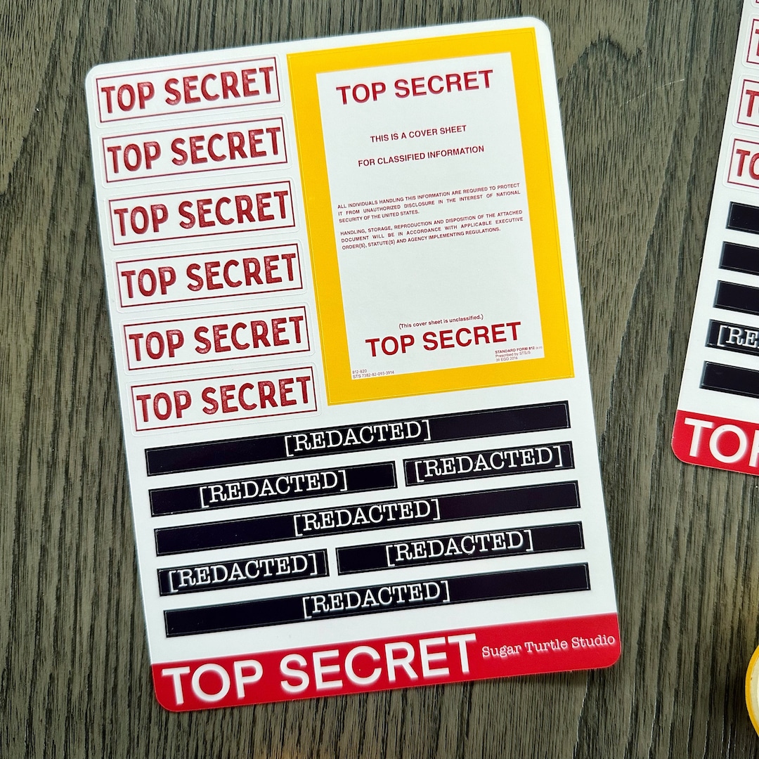 Top Secret Sticker Sheet - Etsy