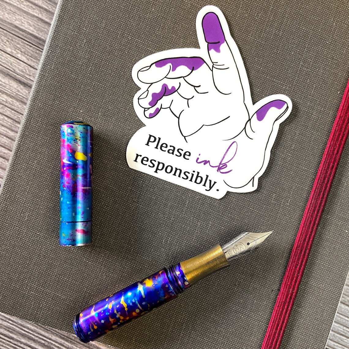 Please Ink Responsibly! Cute Fountain Pen Themed Vinyl Sticker - Etsy