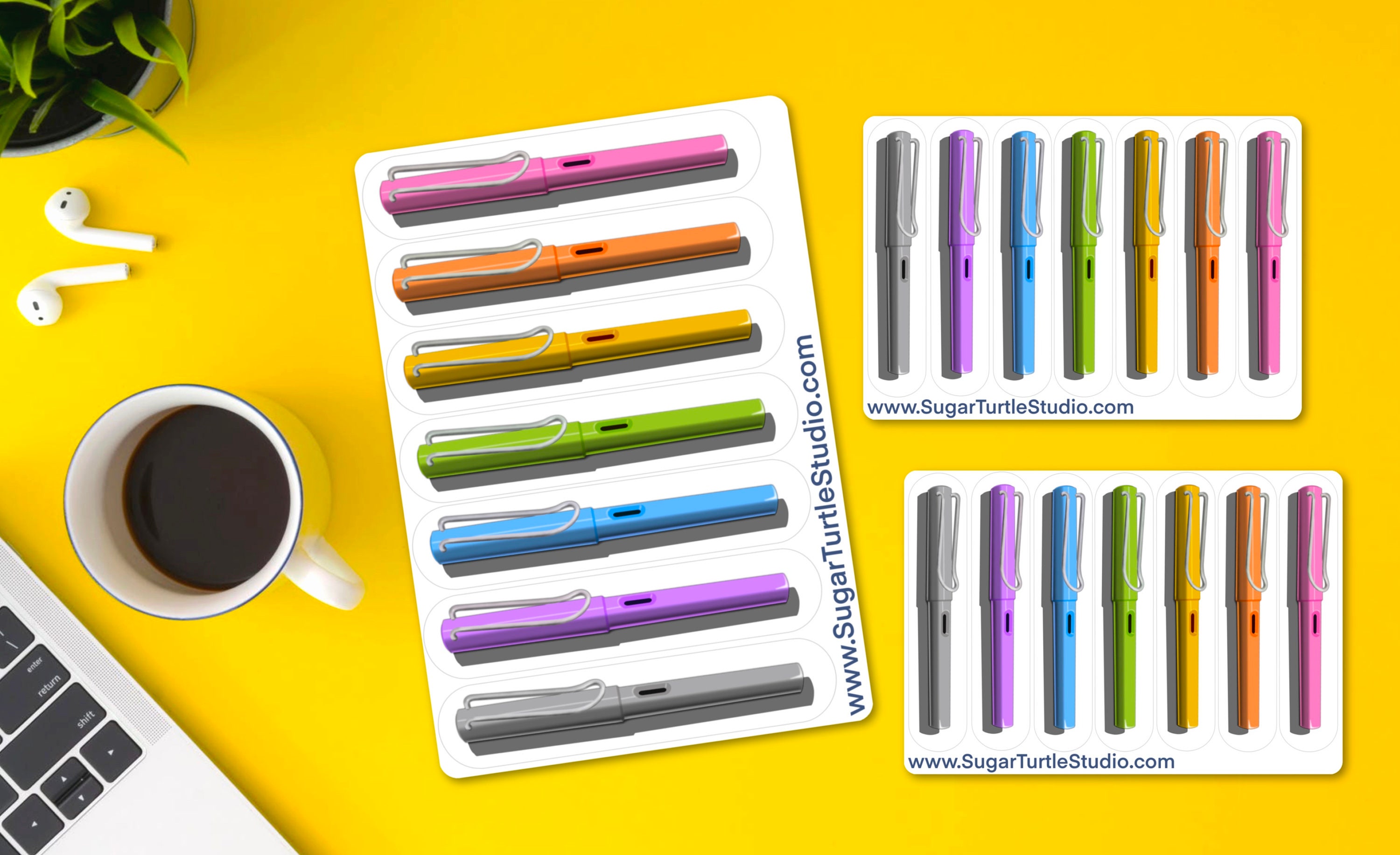 Fountain Pen Sticker Sheet 2 Sizes Available - Etsy