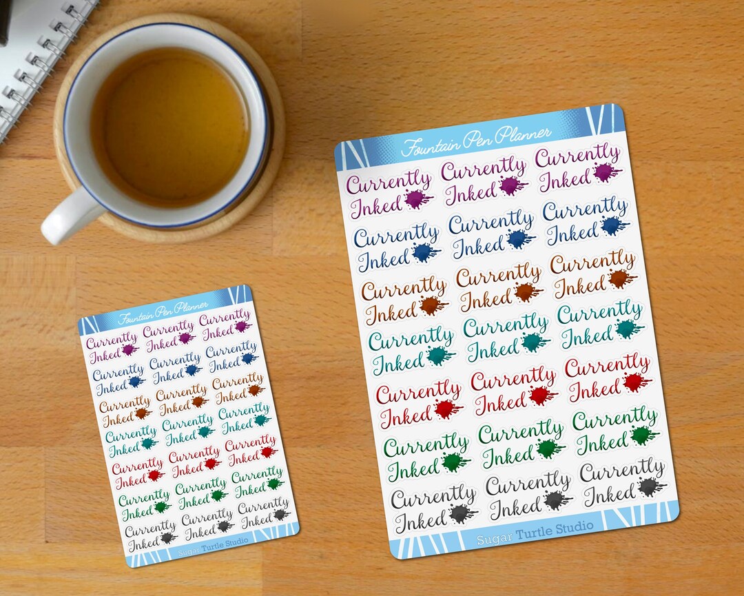 Currently Inked Fountain Pen Sticker Sheet - 2 Sizes Available - Etsy