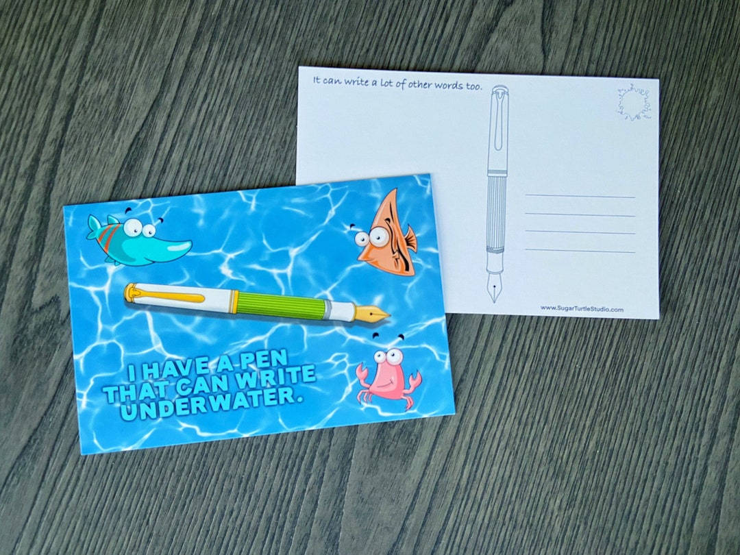 Fountain Pen Postcards - 5 Pack - I Have a Pen That Can Write ...