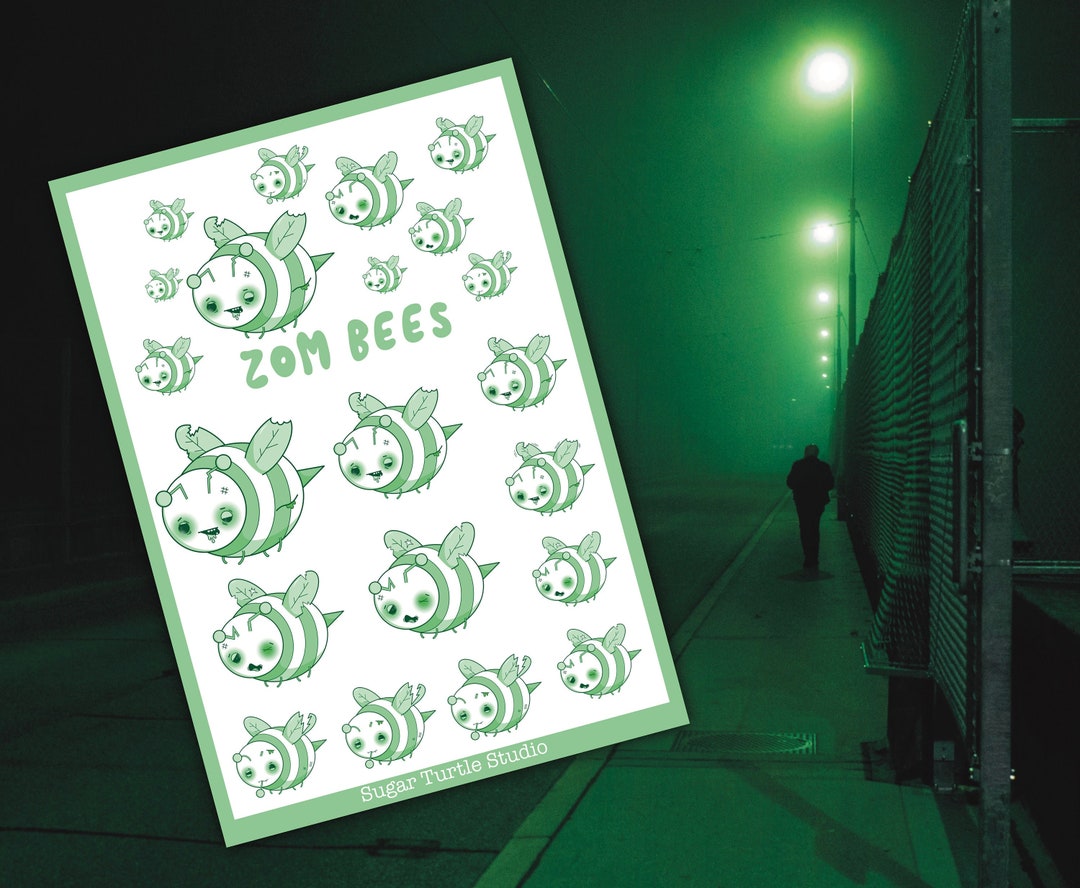 Cute Zom Bees! Zombie Bee Halloween Stickers - Kawaii, Spooky and Fun ...