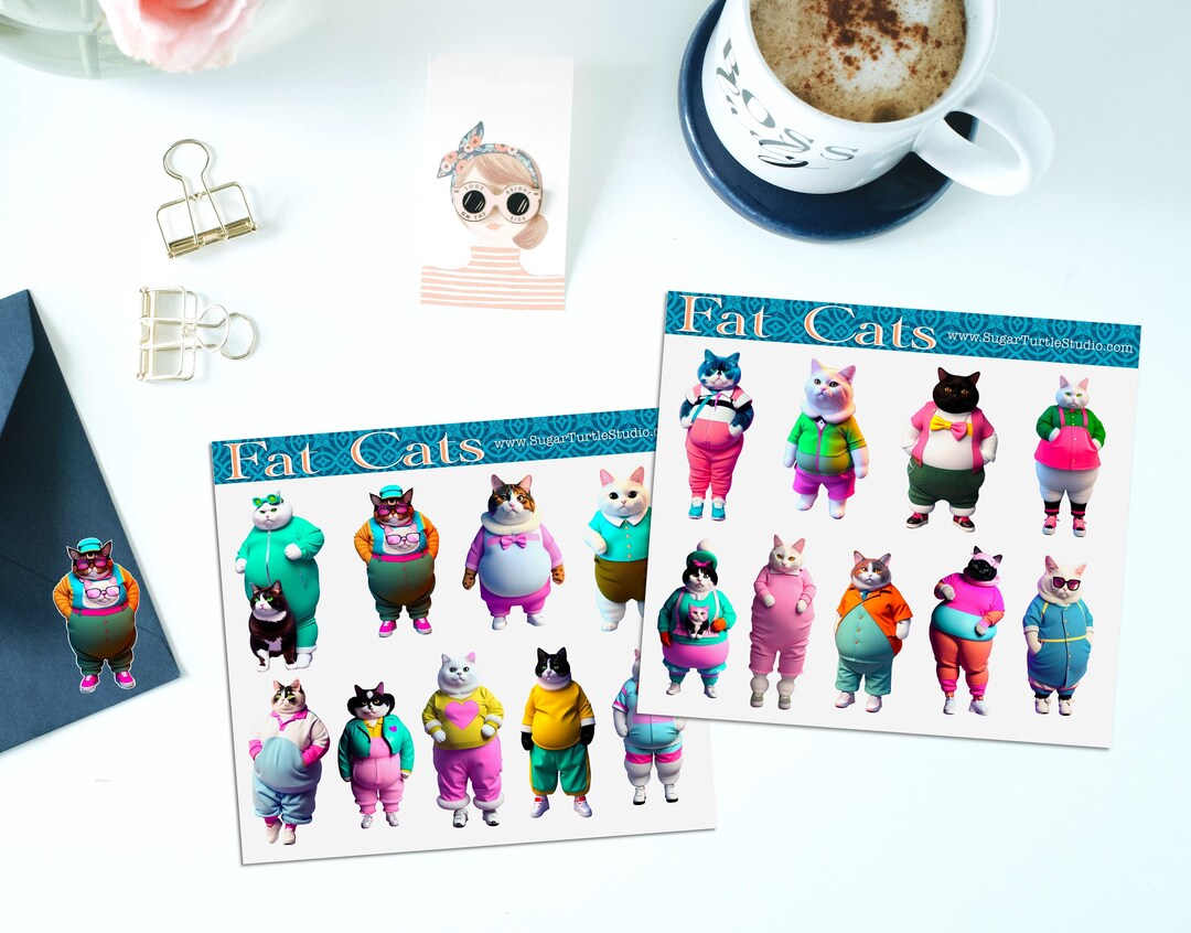 Fat Cat Sticker Sheet - 2 Designs Available - Etsy