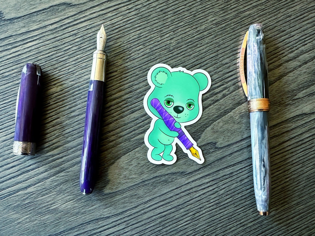 Cute Bear Fountain Pen Sticker - Cute Pen Collector Sticker - Cute ...
