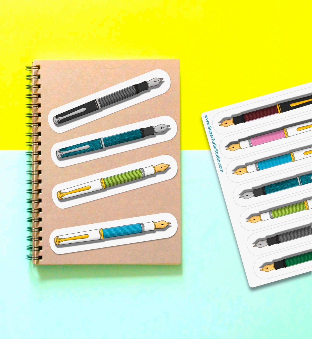Fountain Pen Sticker Sheet - 2 Sizes Available - Etsy