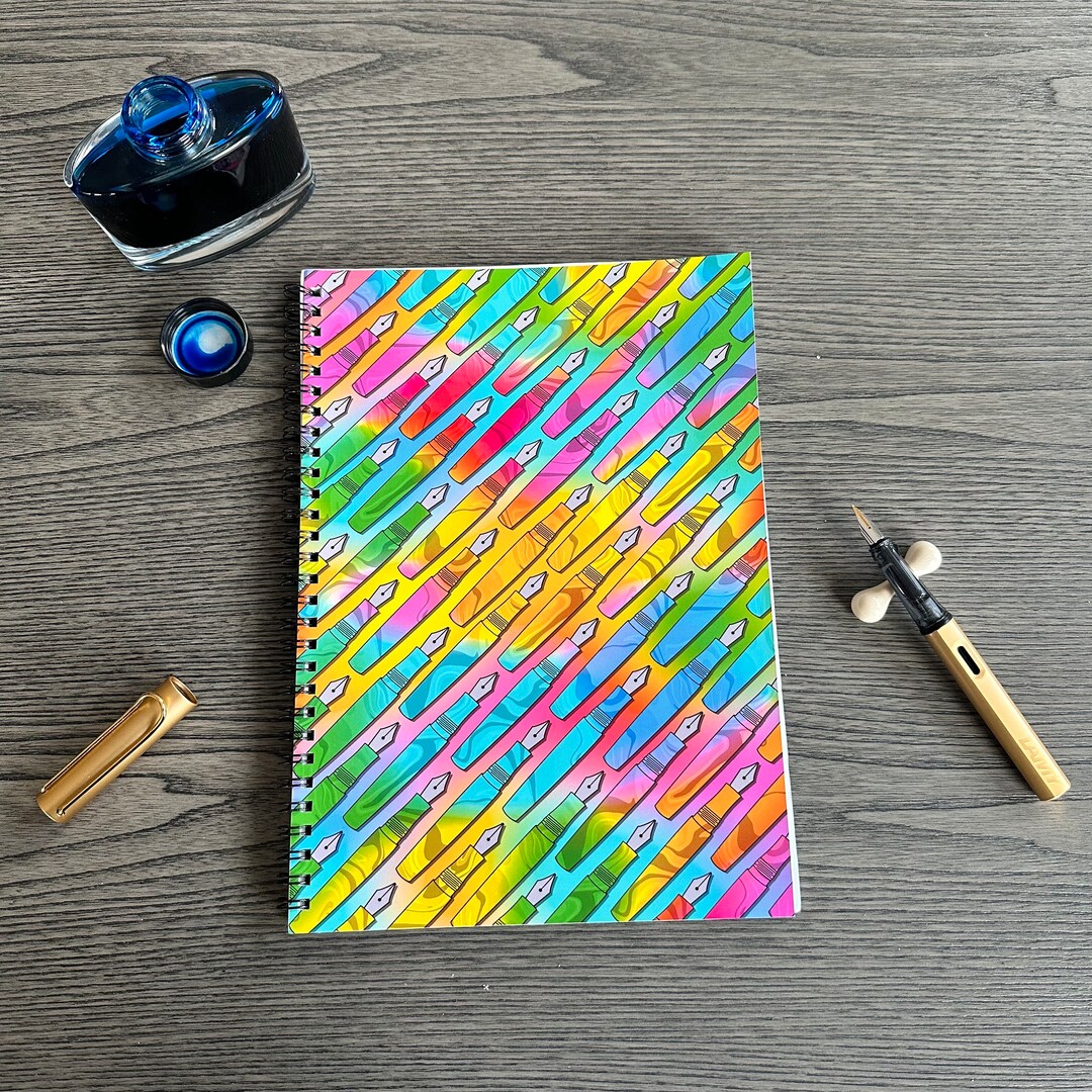 Rainbow Fountain Pen Notebook - Includes Sticker Sheet - Fountain Pen ...