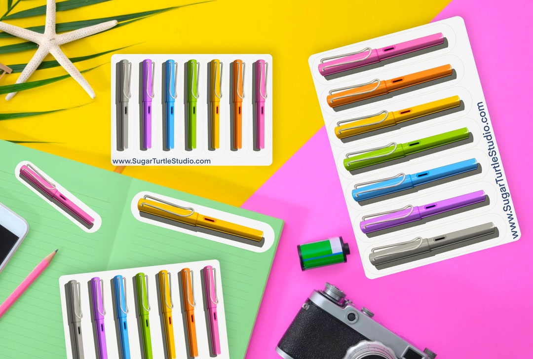 Fountain Pen Sticker Sheet - 2 Sizes Available - Etsy