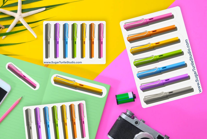 Fountain Pen Sticker Sheet 2 Sizes Available - Etsy