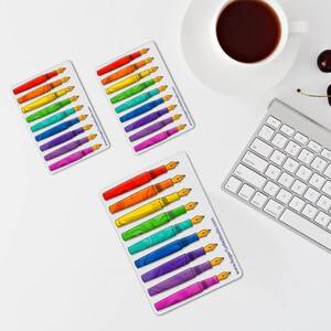 Rainbow Fountain Pen Sticker Sheet - 2 Sizes Available - Etsy