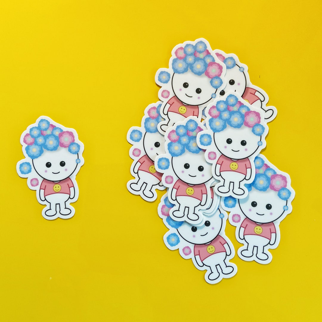 Happy Flower Friend Sticker - Cute Petal Pal Vinyl Sticker - Etsy