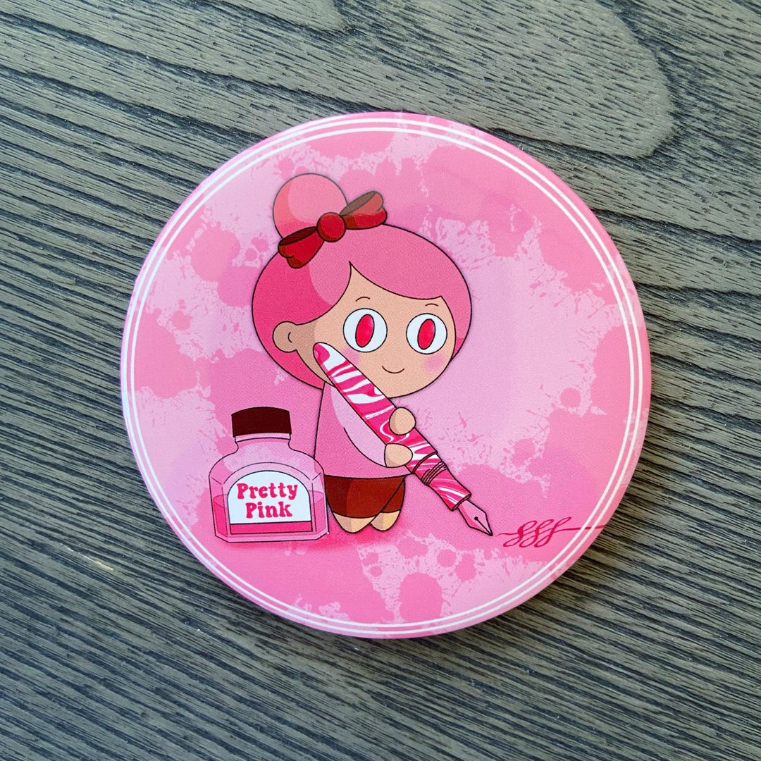 Pen Pal Gal - Pretty Pink - Fountain Pen Button Magnet - Etsy