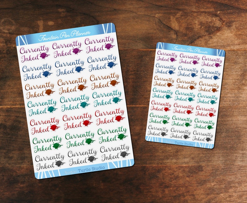Currently Inked Fountain Pen Sticker Sheet - 2 Sizes Available - Etsy