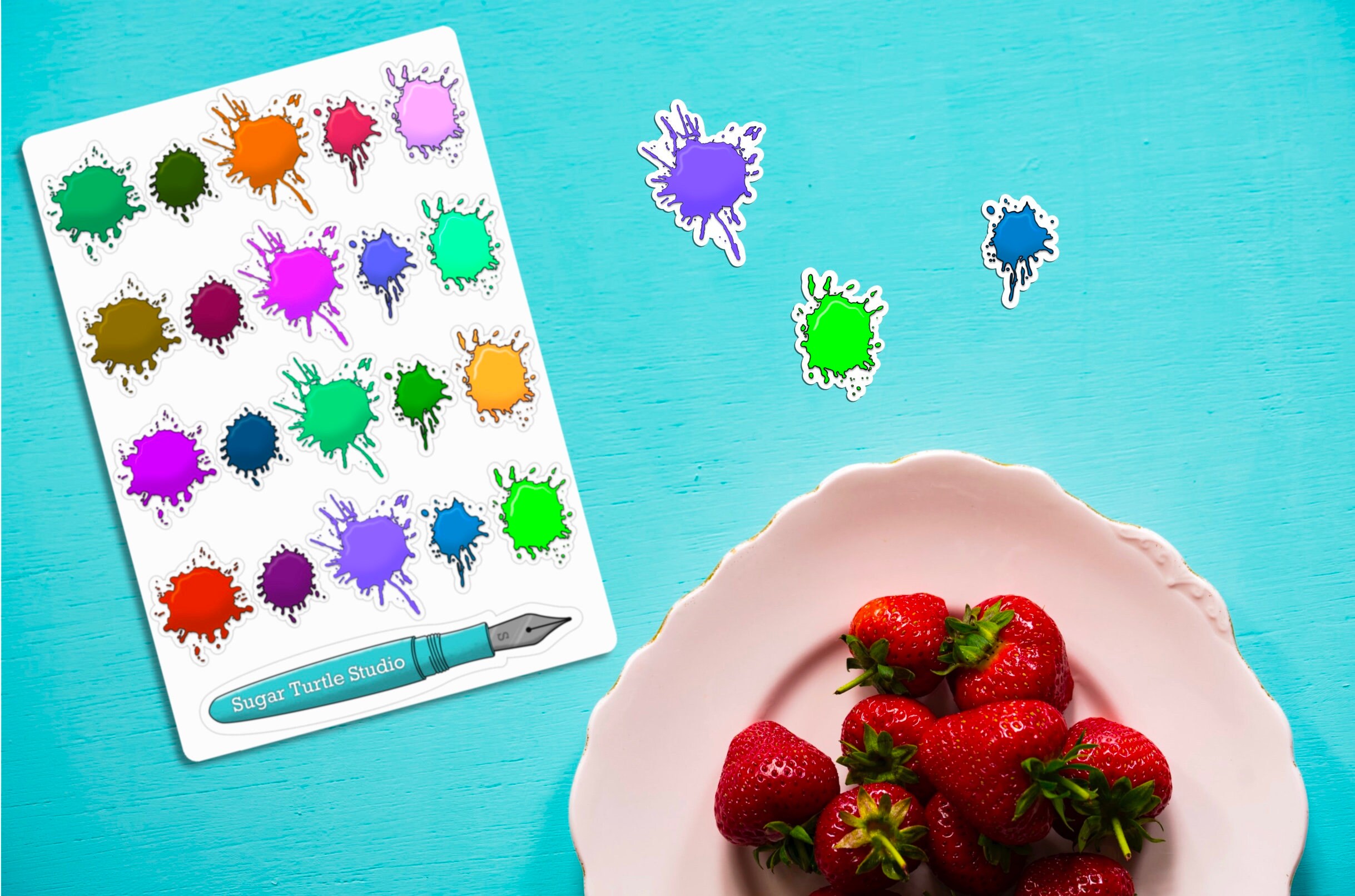Ink Splatter Stickers - Fountain Pen Ink - Paint Splotch Stickers - Etsy
