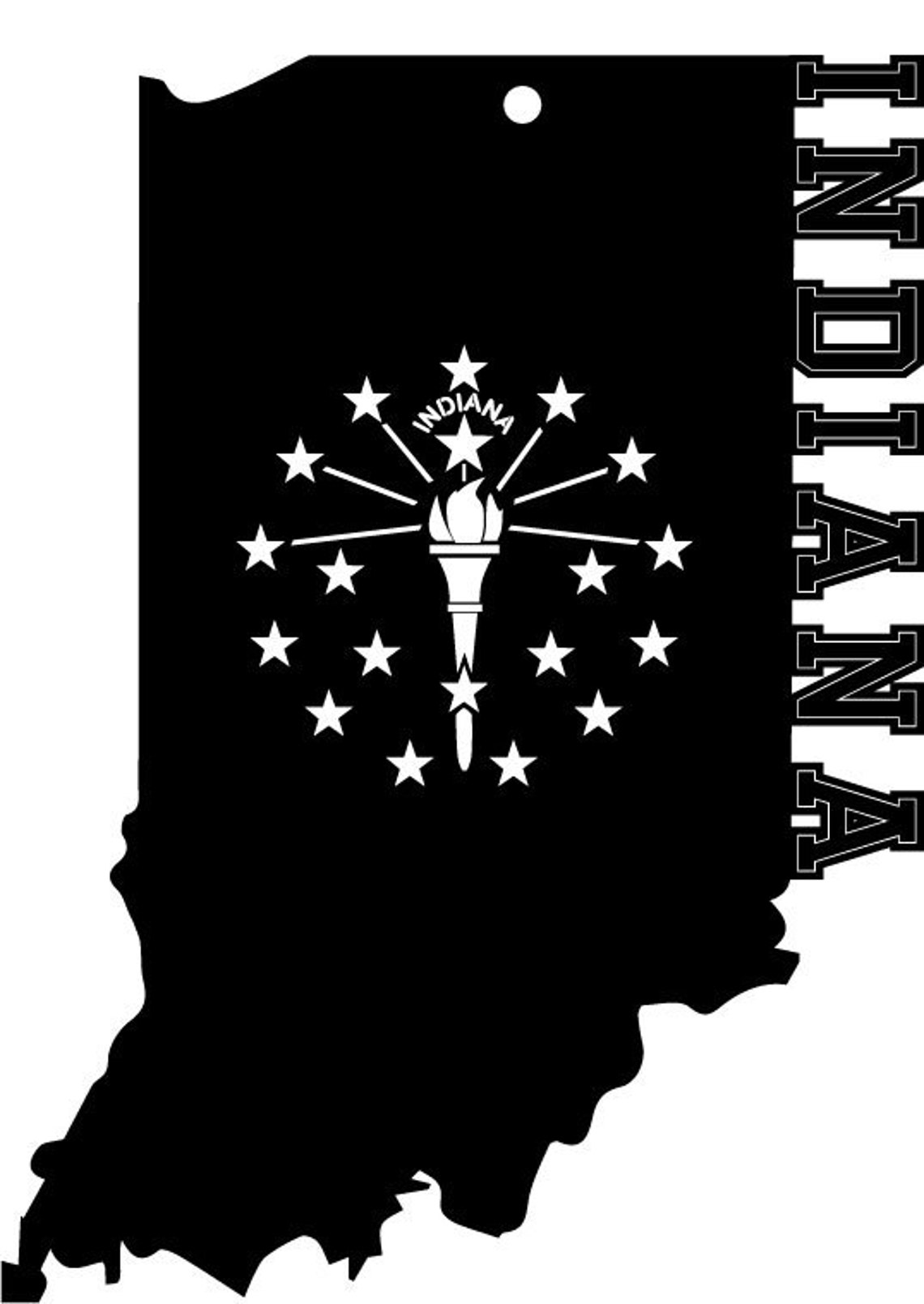 State of Indiana With Flag Emblem Glowforge or Laser Cutout Pattern ...
