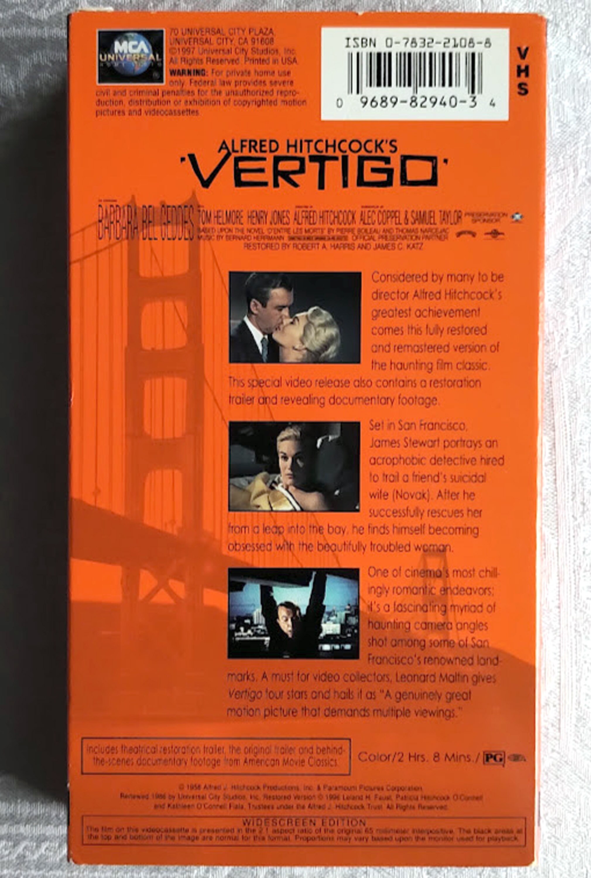 Vertigo (1958) - MCA Universal VHS (1997)/ Original Widescreen Edition/ THX Dgtl. Mastered ...