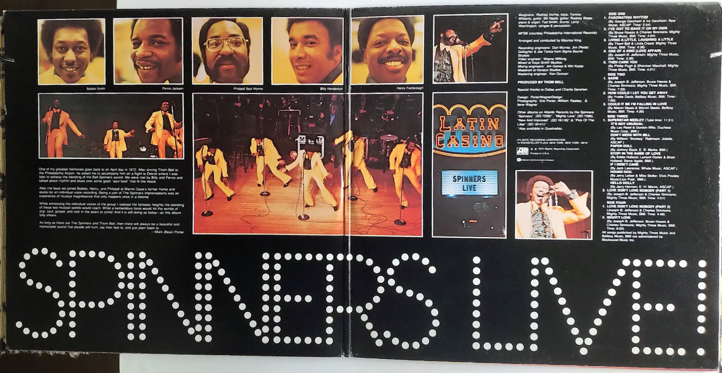 Spinners Spinners Live / Vinyl LP X 2/ original 1975 Atlantic Records ...