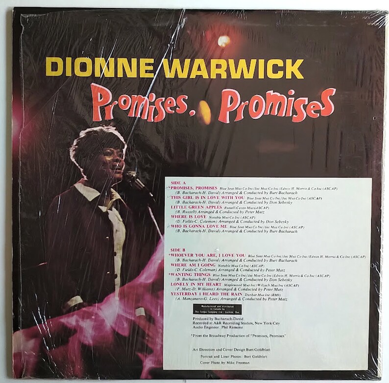 Dionne Warwick – Promises, Promises / Vinyl LP / *original 1968 Scepter Records Release / Burt ...