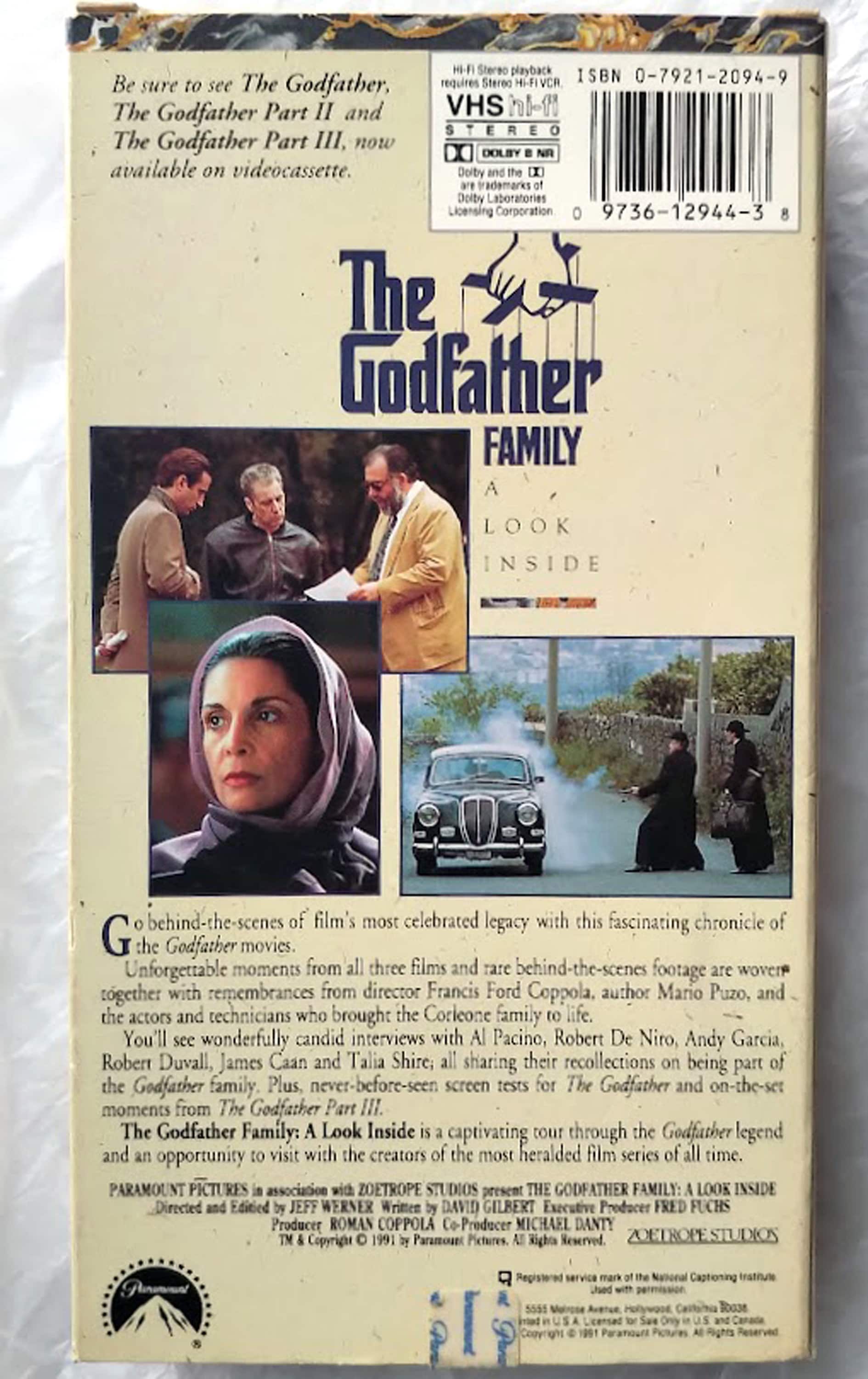 The Godfather Family: A Look Inside TV Movie 1990 VHS/ Documentary on ...