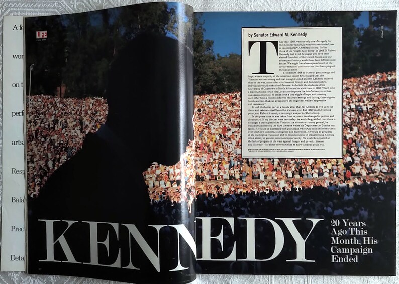 1988 LIFE Magazine June Original/ Cover: Robert F. Kennedy | Etsy