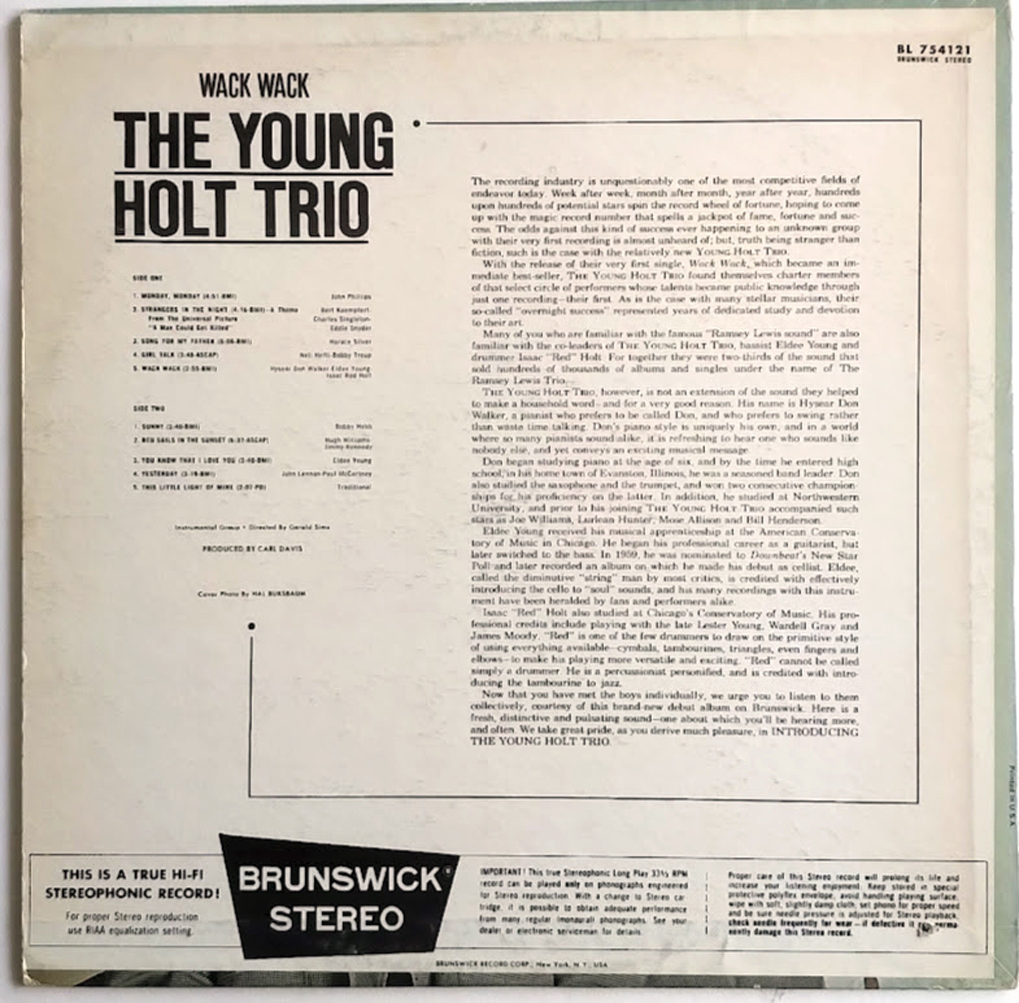 The Young Holt Trio – Wack Wack / Vinyl LP/ *ORIGINAL 1966 Brunswick ...