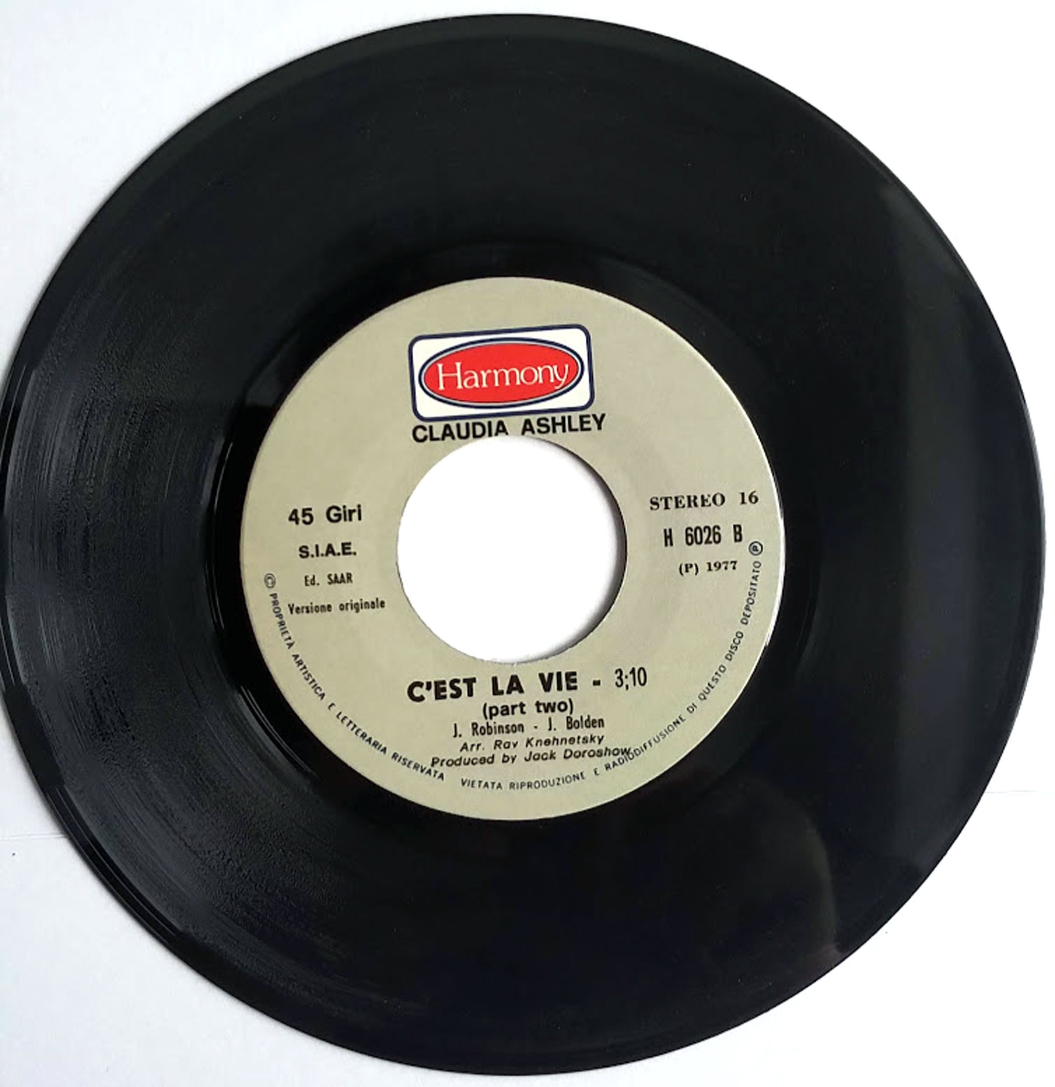 Claudia Ashley - C'est La Vie Pt.1 & 2 / Vinyl - 7"-45 RPM Record ...