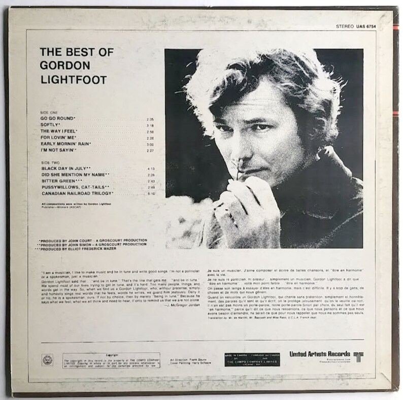 Gordon Lightfoot the Best of Gordon Lightfoot / Vinyl LP / original ...