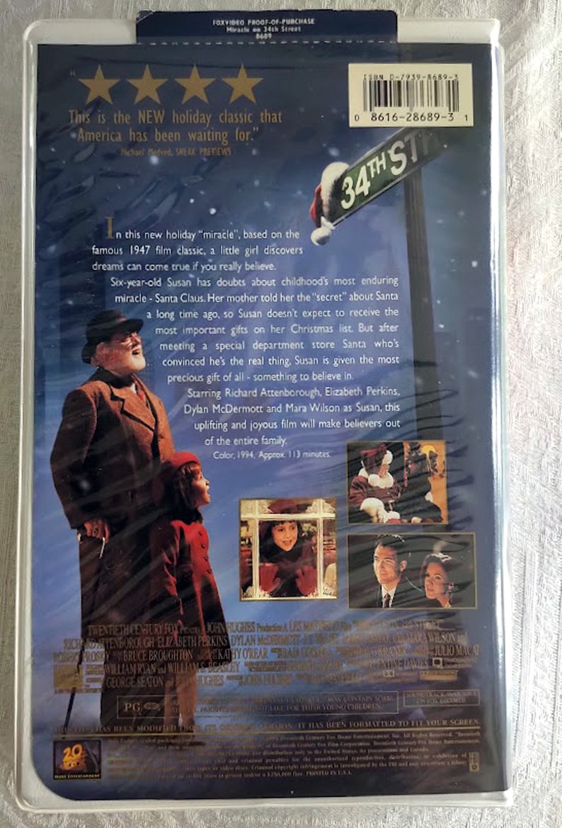 Miracle on 34th Street (1994) - VHS/ White Clamshell Case/ Christmas ...
