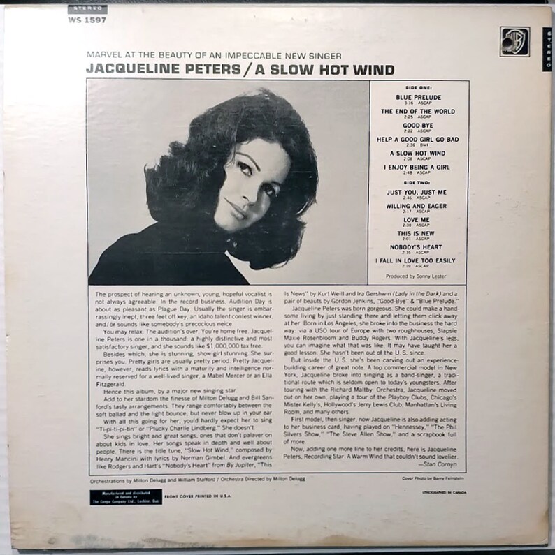 RARE* Jacqueline Peters – A Slow Hot Wind / Vinyl LP / *original 1965 ...
