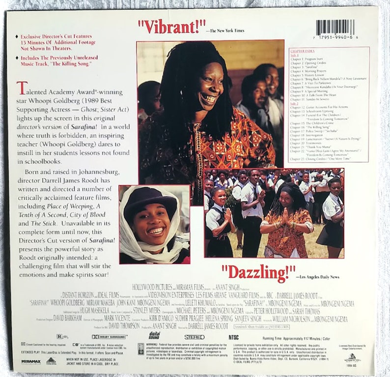 Sarafina! (1992) - Laser Disc (1993) / UNCUT Exclusive Director's Cut ...