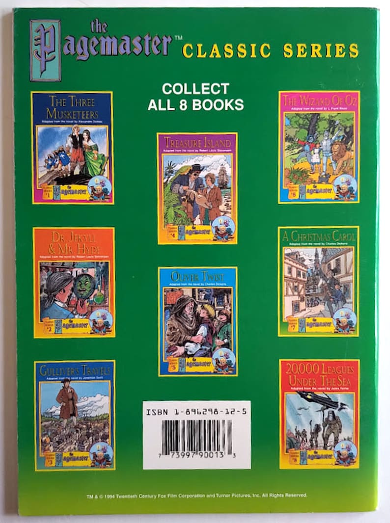 NEW the Pagemaster Classic Series 2,3, 4, 5, 7, 8 Softcover 1994 ...