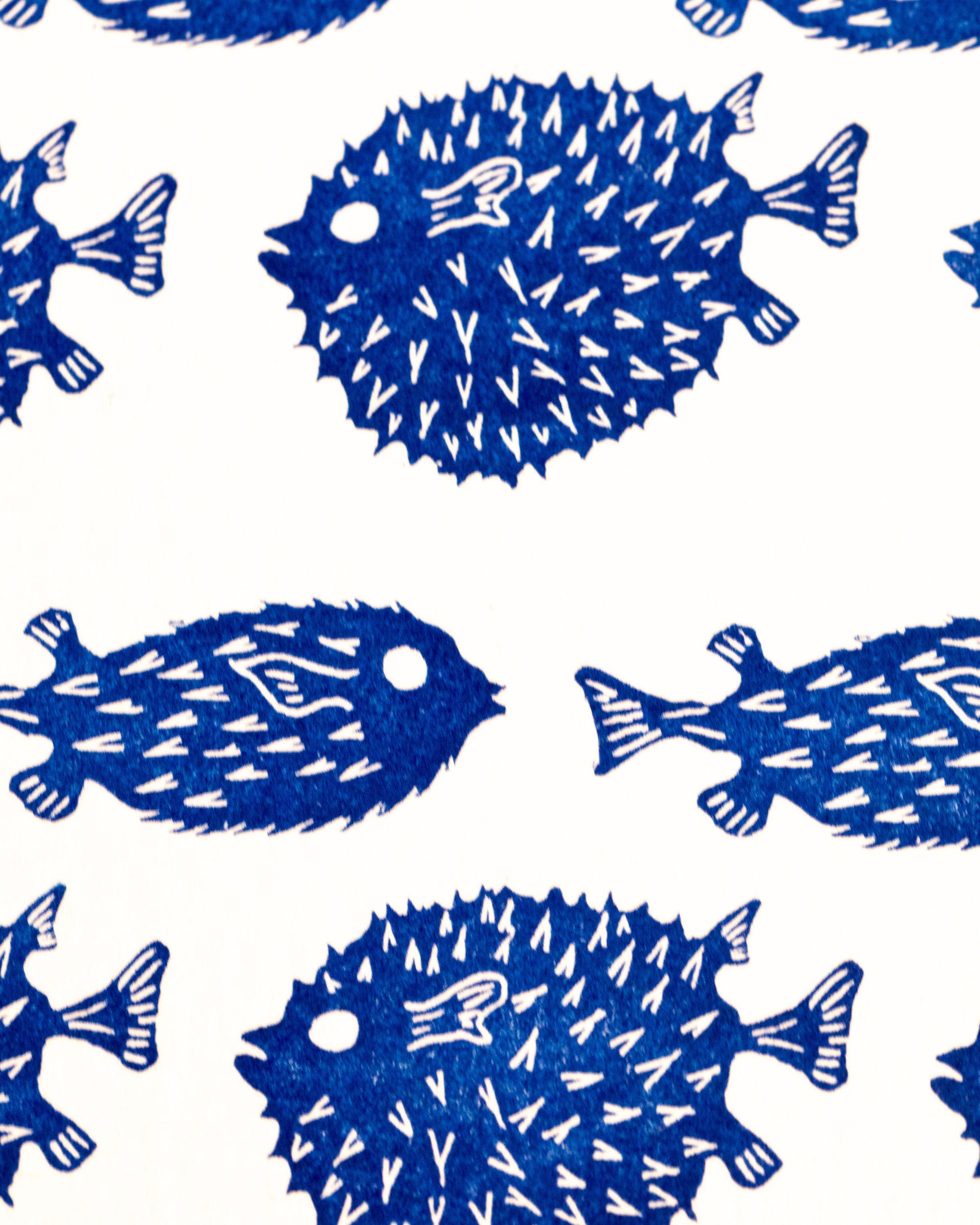 Porcupine Fish Original Block Print 21x15cm Blue - Etsy