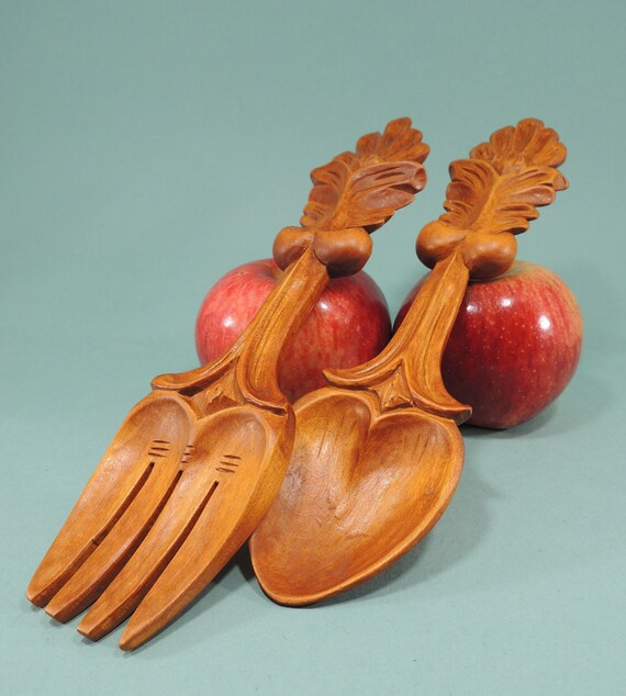 Hand Carved Wooden Spoon/fork to Decorate Your Interior in - Etsy