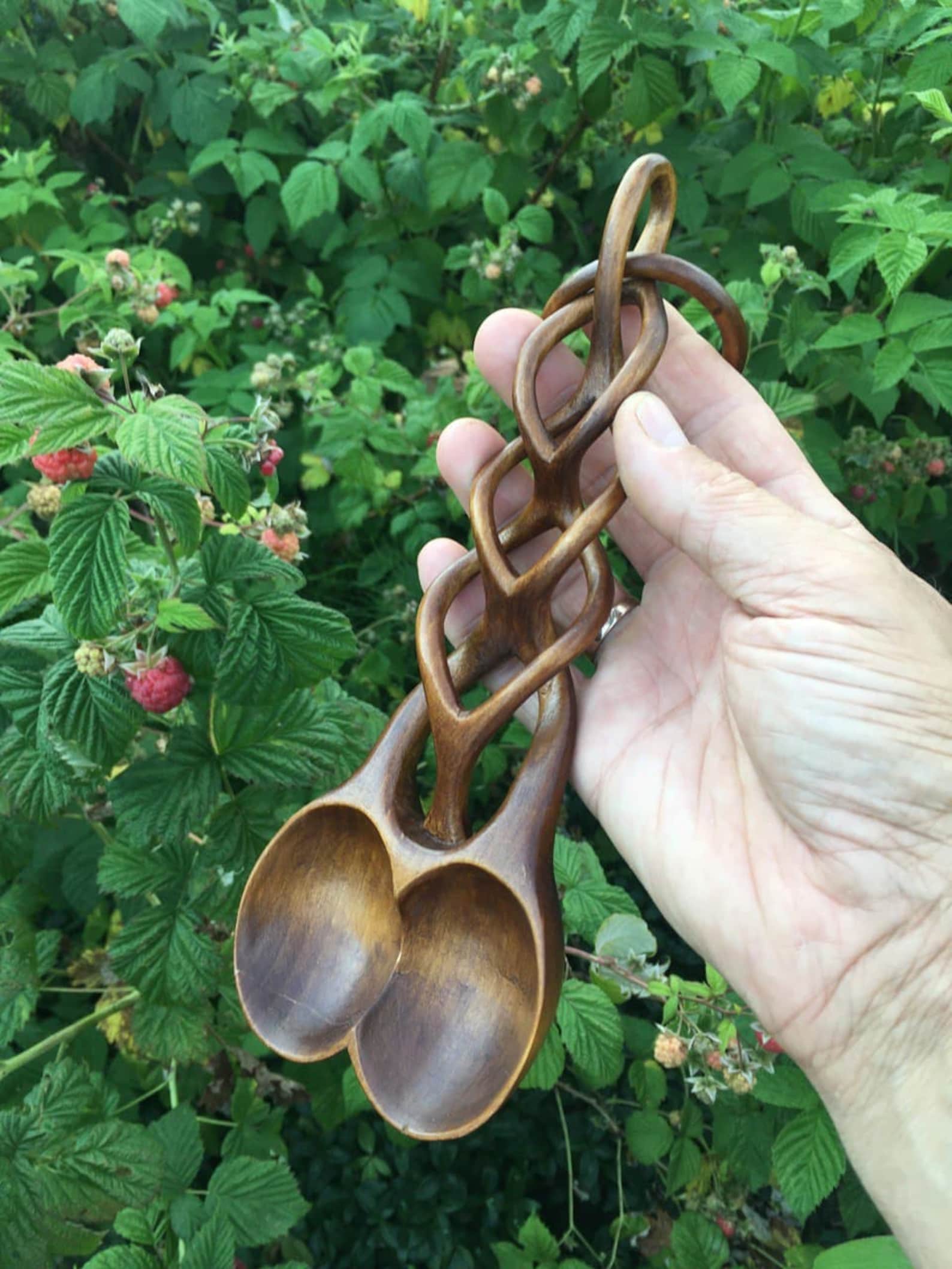 Vintage Love Spoon Carving From a Solid Block of Wood, Spoon, Wooden ...