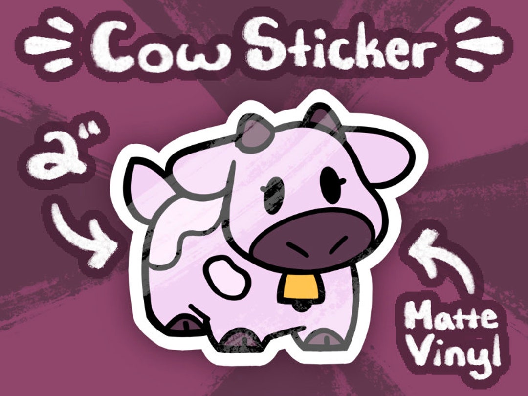 Cute Pink Chibi Vinyl Cow Sticker - Etsy