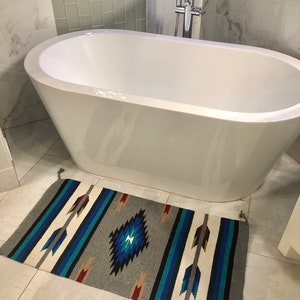 Small Grey Aztec Rug, Tribal Rug, Southwestern Throw Rug, Boho Rug ...