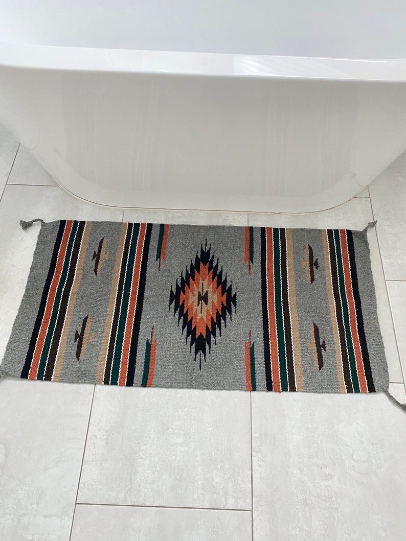 Grey and Orange Aztec Rug Tribal Rug Southwestern Rug Boho - Etsy