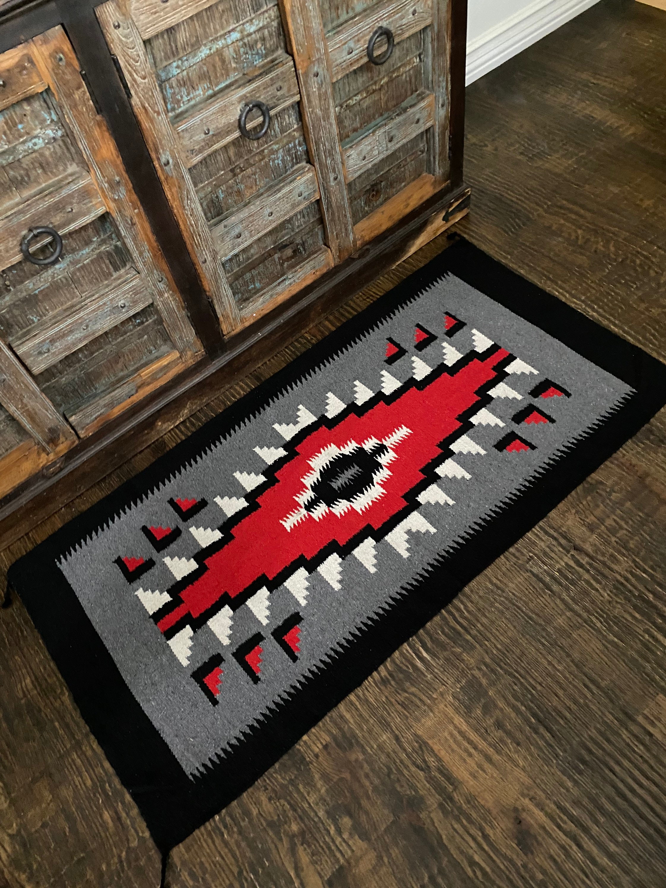 Black and Grey Aztec rug tribal rug southwestern throw rug | Etsy