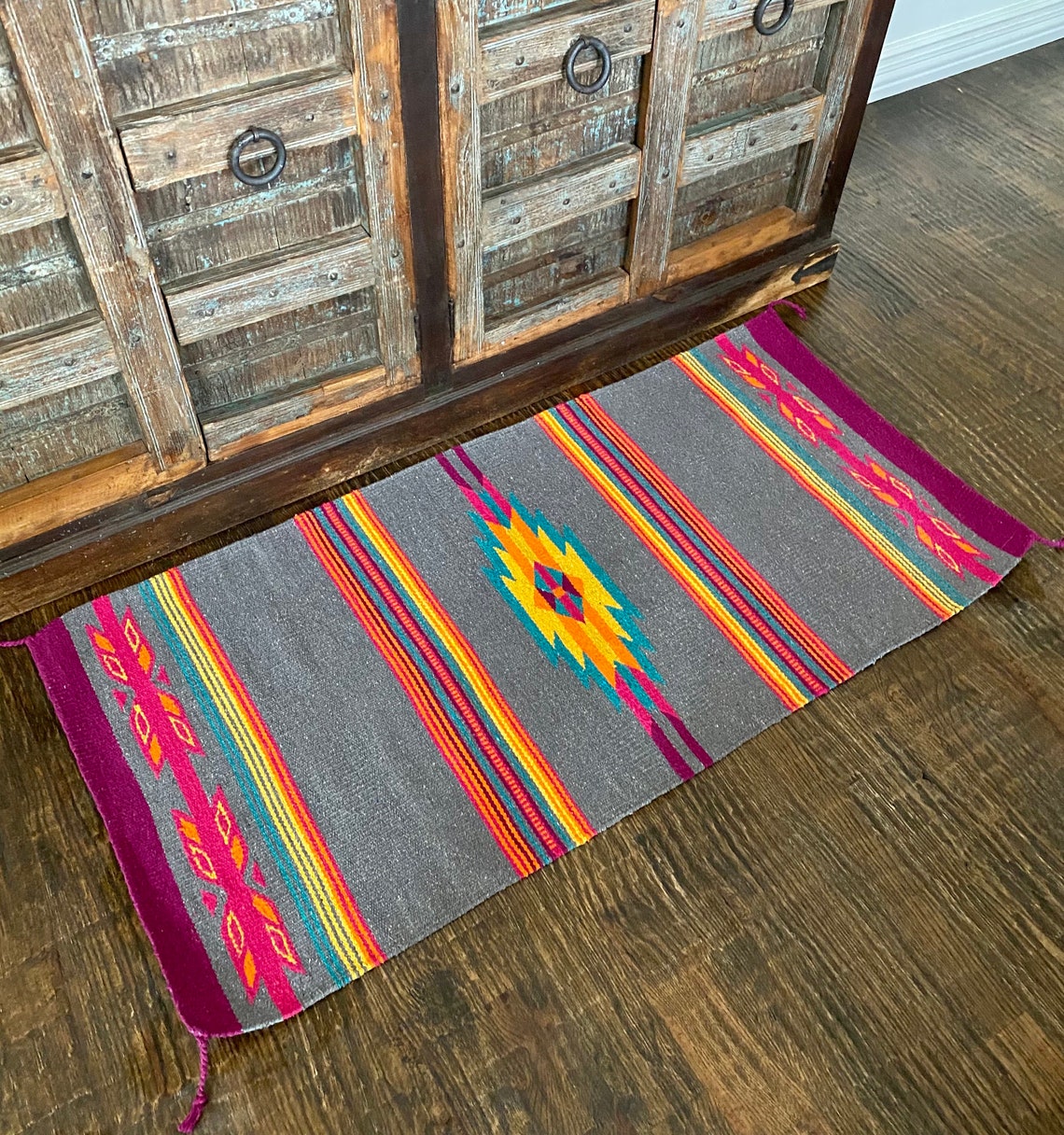 Gray and Pink Aztec Rug Tribal Rug Southwestern Rug Kilim | Etsy