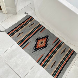 Grey and Orange Aztec Rug, Tribal Rug, Southwestern Rug, Boho Rug ...