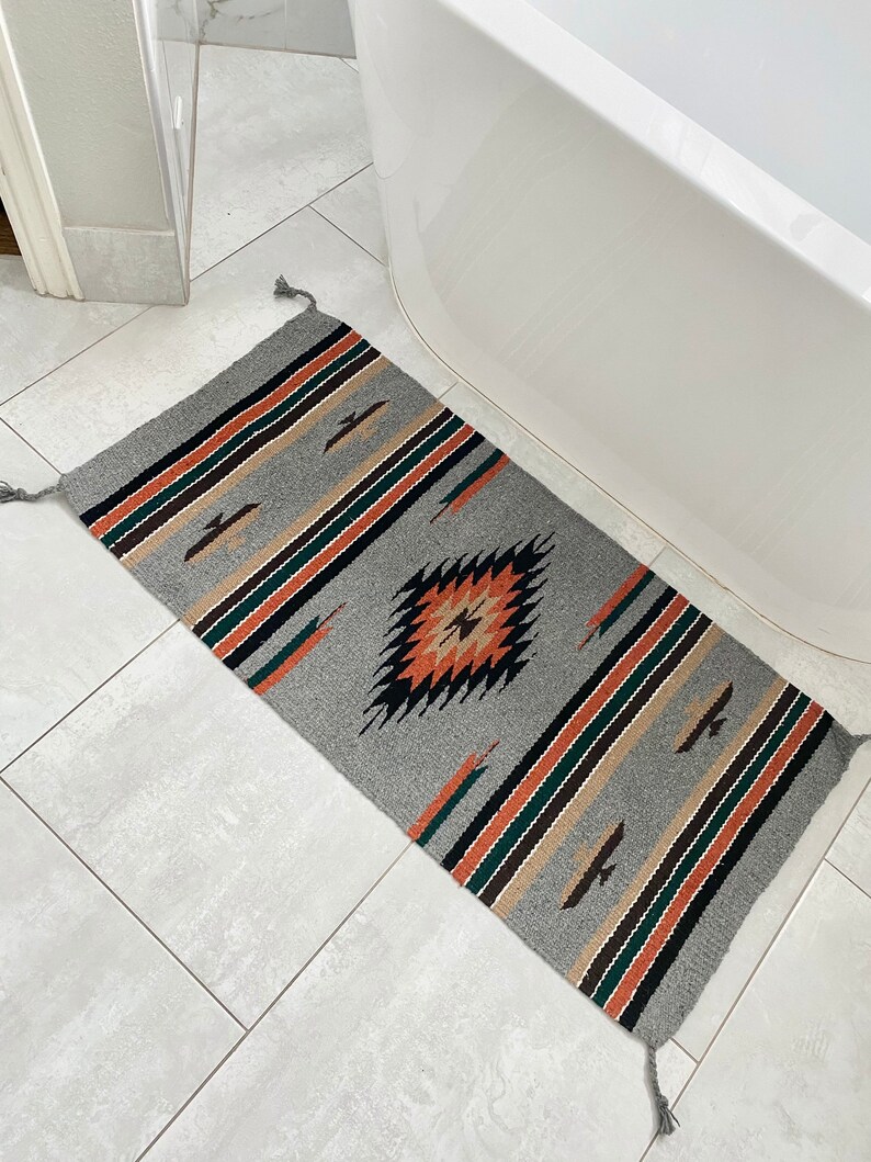 Grey and Orange Aztec Rug Tribal Rug Southwestern Rug Boho - Etsy