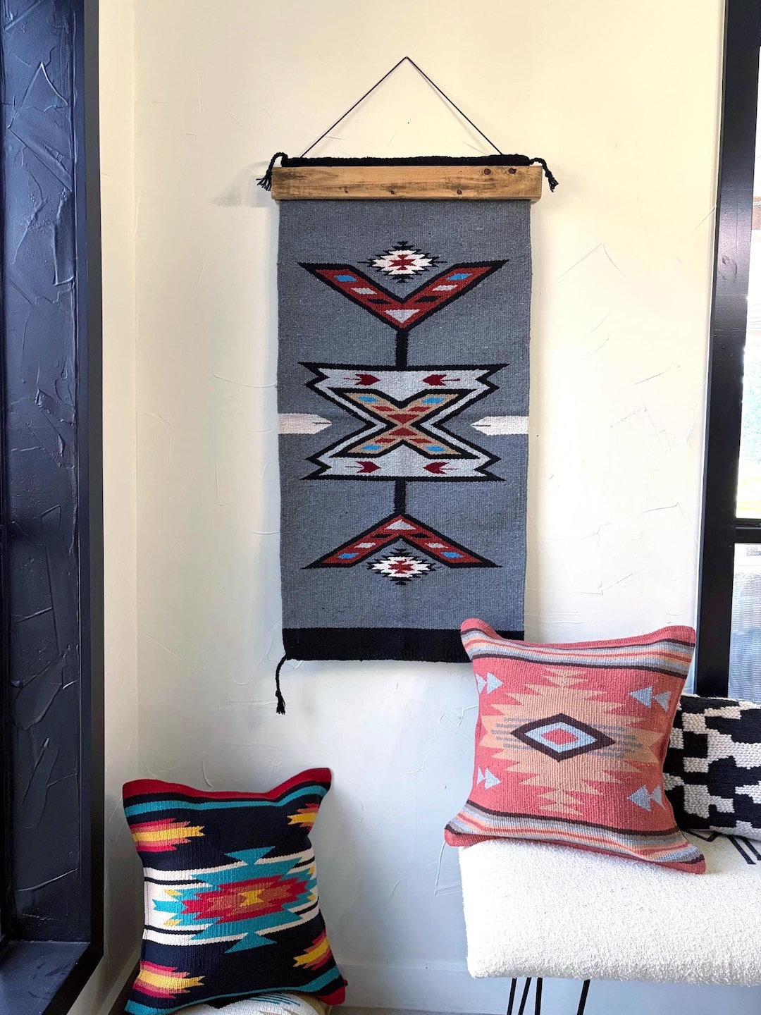 Aztec Wall Tapestry Grey Multi : Southwestern Boho Decor Small (20x40 ...