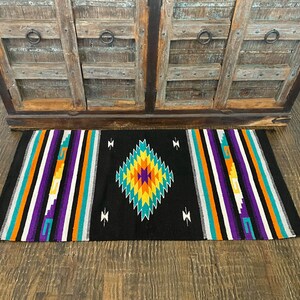Black Multi Aztec Rug, Tribal Rug, Southwestern Throw Rug, Kilim, Boho ...