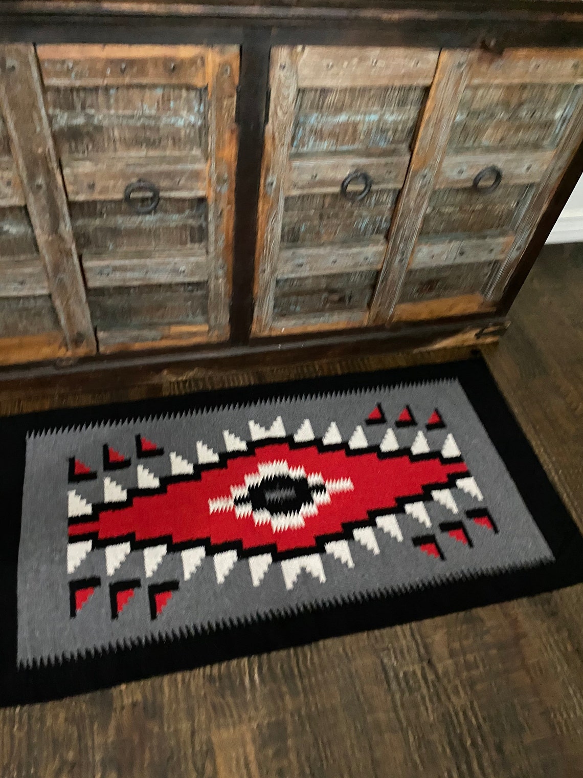 Black and Grey Aztec rug tribal rug southwestern throw rug | Etsy