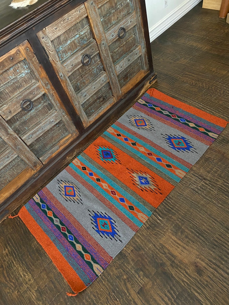 Grey and Blue Aztec Rug Tribal Rug Southwestern Rug Kilim - Etsy