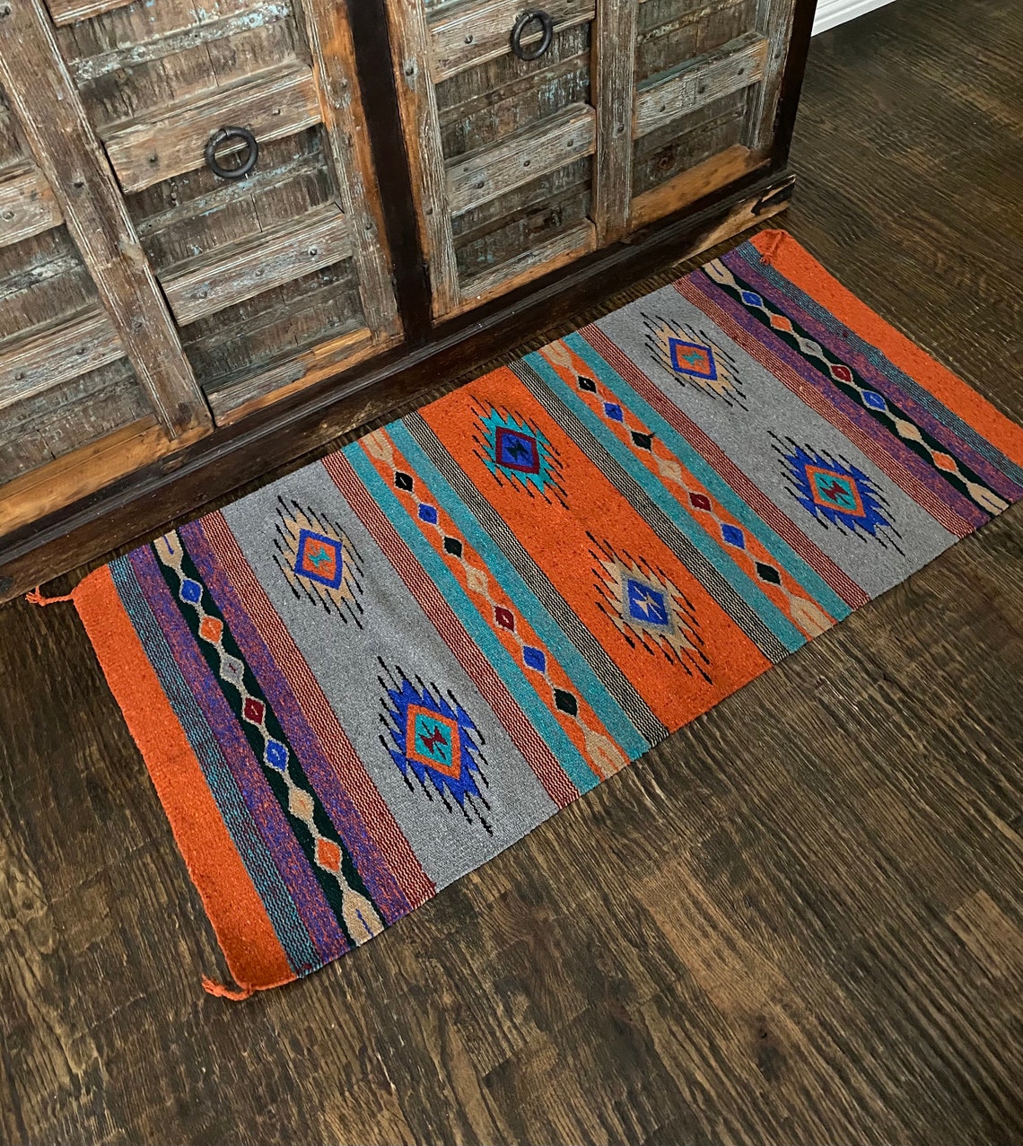 Grey and Blue Aztec Rug Tribal Rug Southwestern Rug Kilim - Etsy Israel