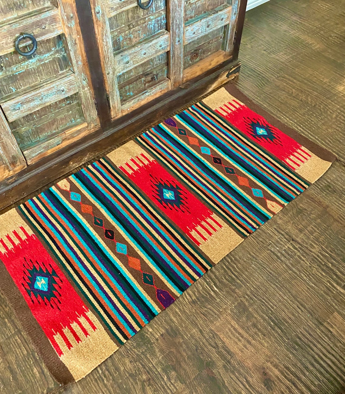 Gold Multi Colored Aztec Rug Tribal Rug Southwestern Throw - Etsy