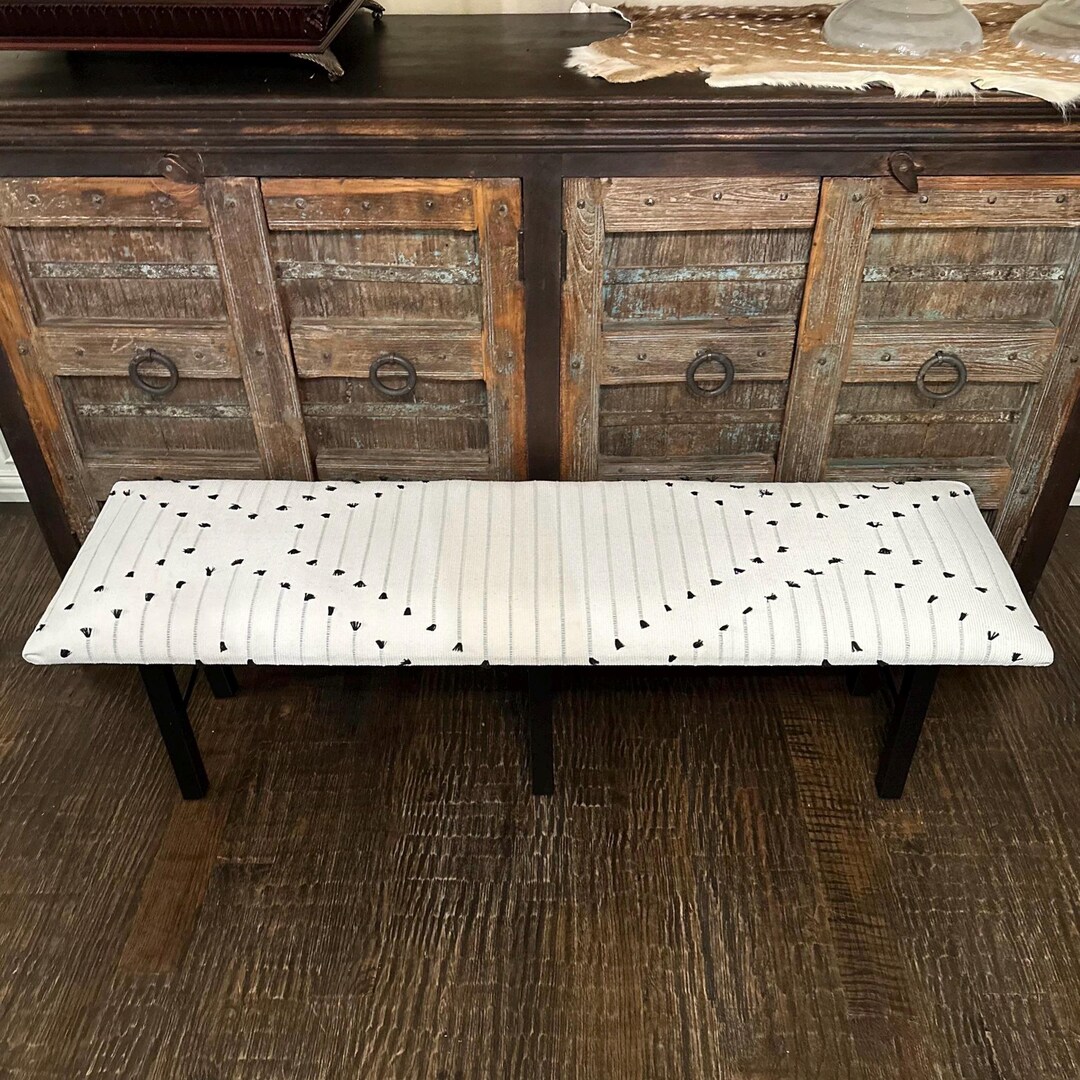 Boho Rug Bench - Long 60" - White Tassel Diamond Pattern - Etsy