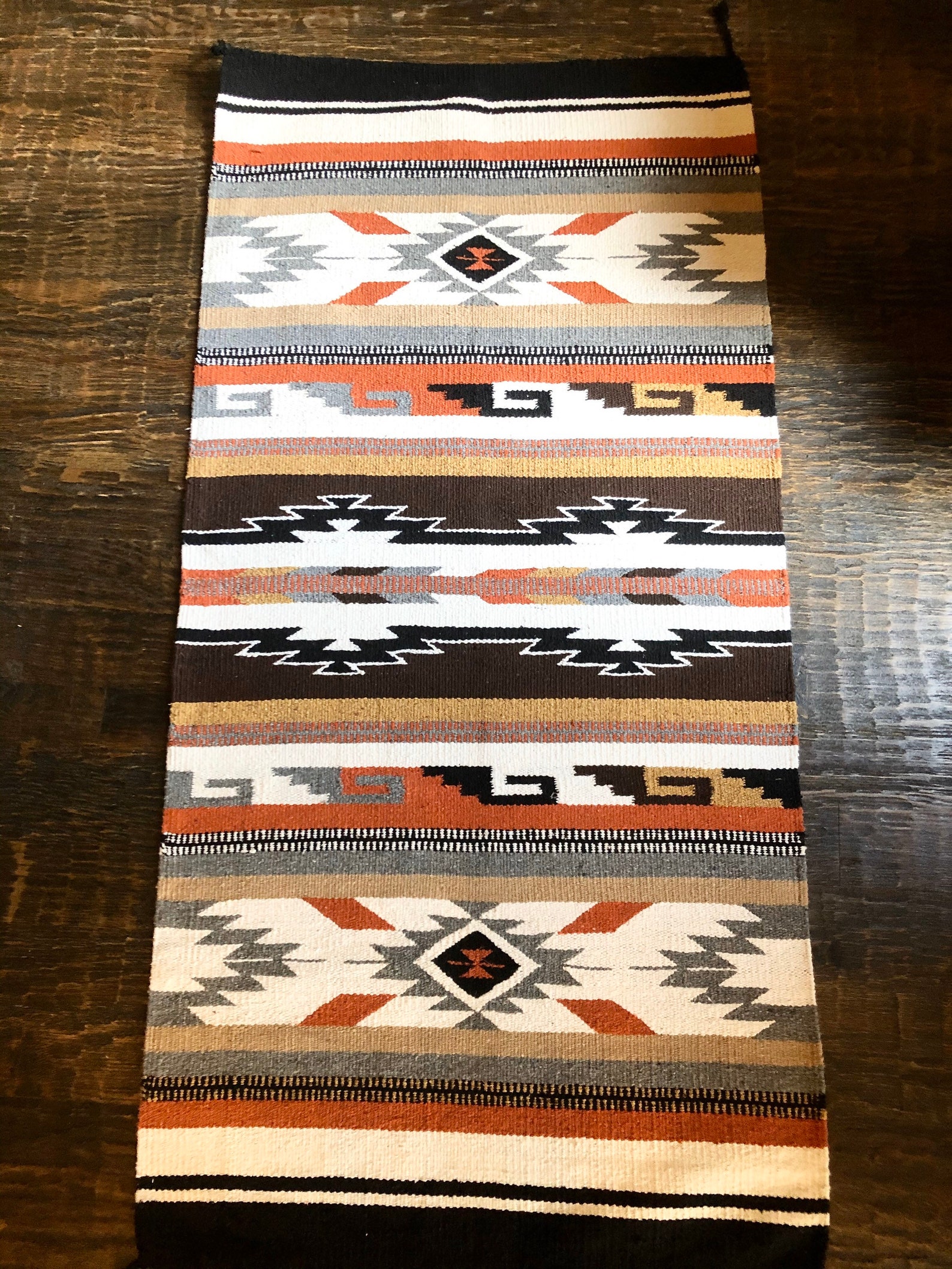 White and Tan Aztec Rug, Tribal Rug, Southwestern Throw Rug, Kilim ...