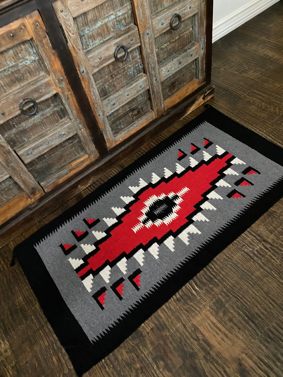 Black and Grey Aztec Rug Tribal Rug Southwestern Throw Rug - Etsy