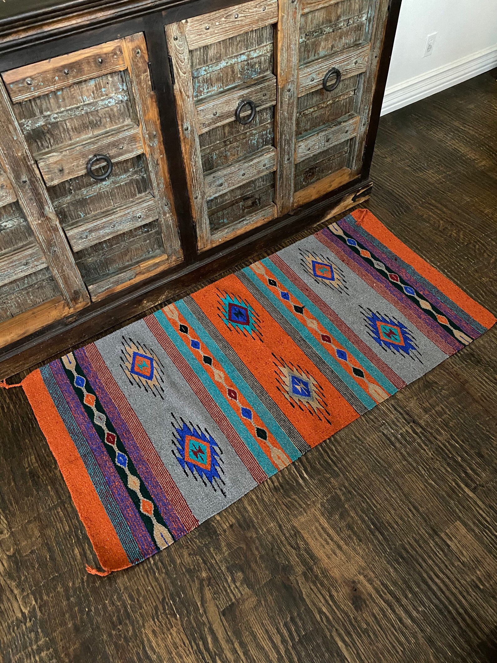 Grey and Blue Aztec Rug Tribal Rug Southwestern Rug Kilim - Etsy